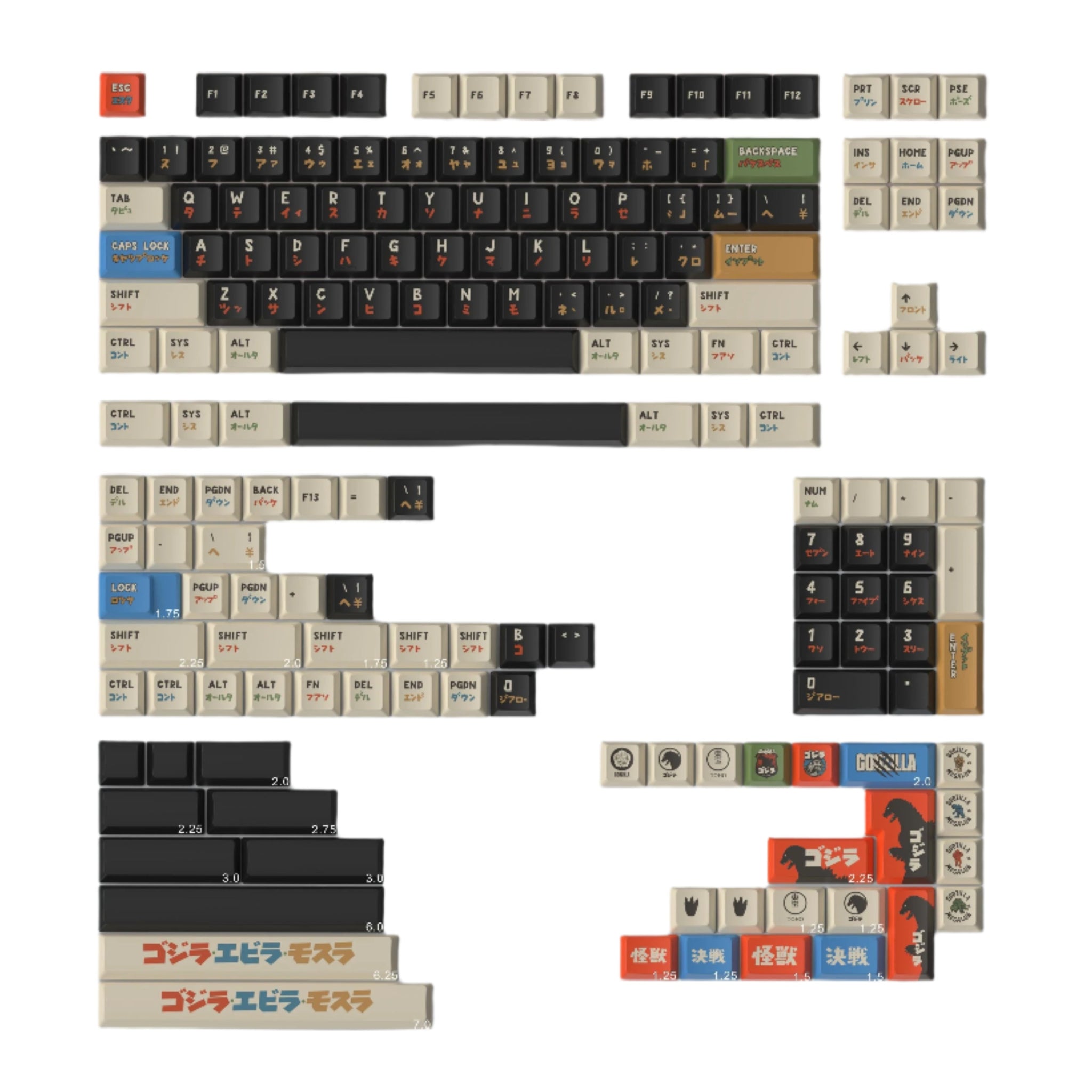 Keytok BERRY Godzilla Keycaps - 173pcs Low-Profile Set