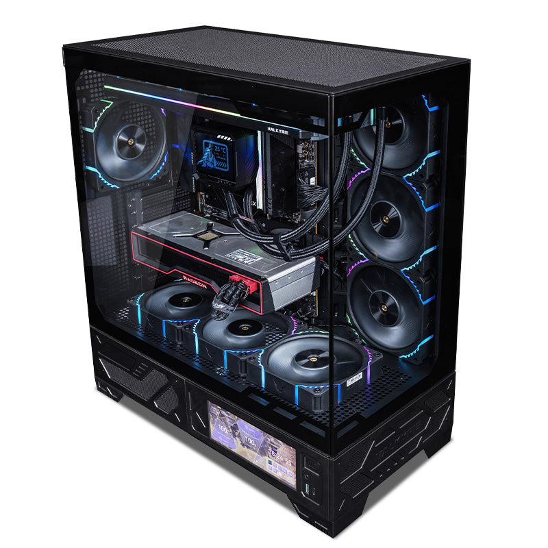 Valkyrie VK03 ATX Gaming PC Case - LCD Display, No Fans