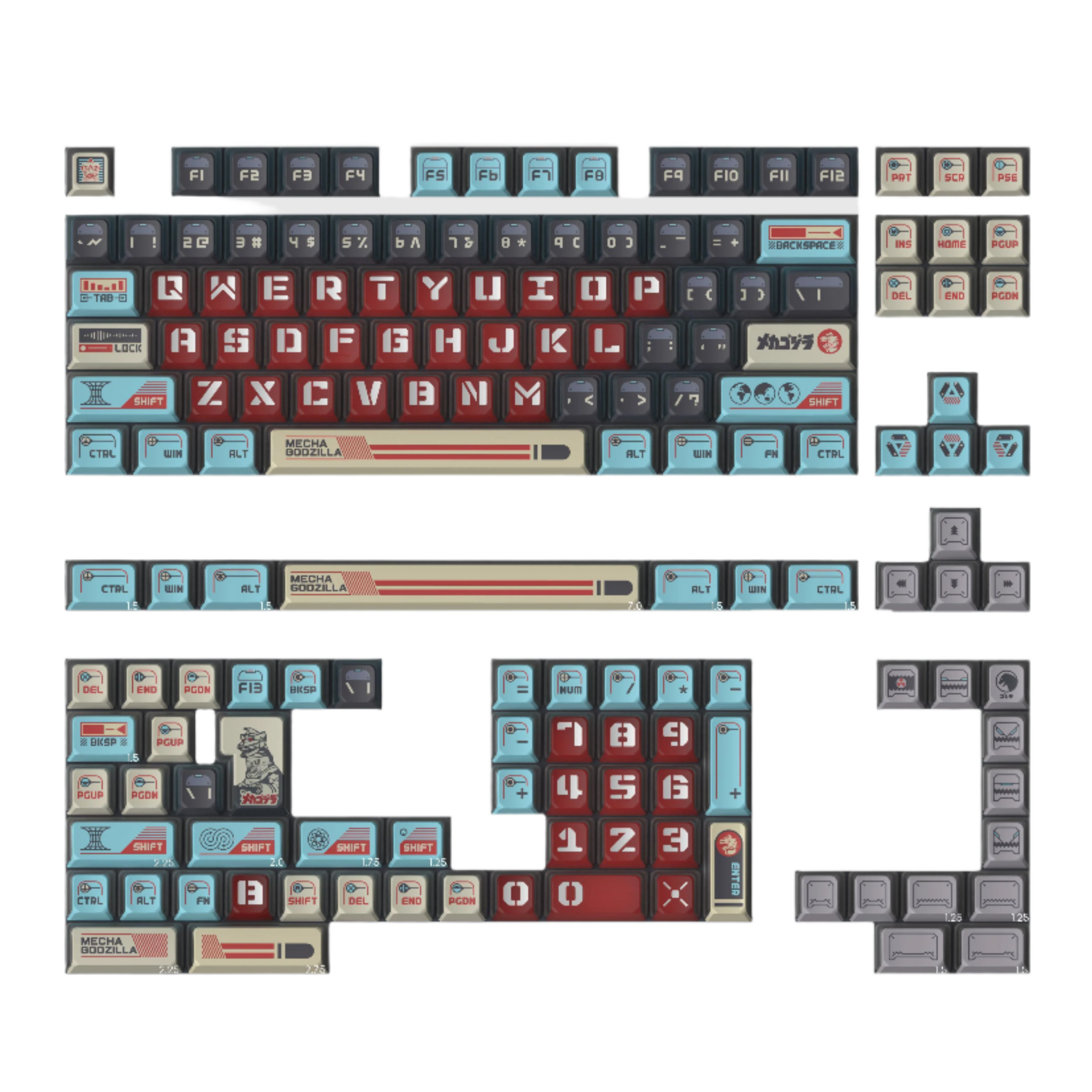Keytok KOL Mecha Godzilla PBT Keycaps - 157pcs Dye-Sub Set
